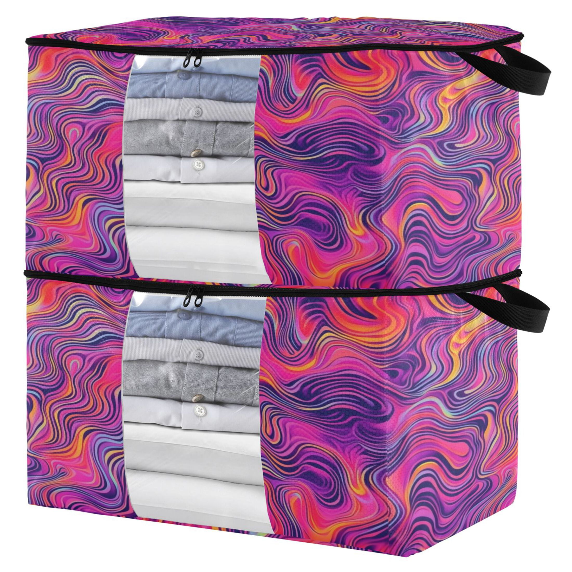 Foldable Clothes Storage Bags Clothes Organizer Bin with Clear Windows ...