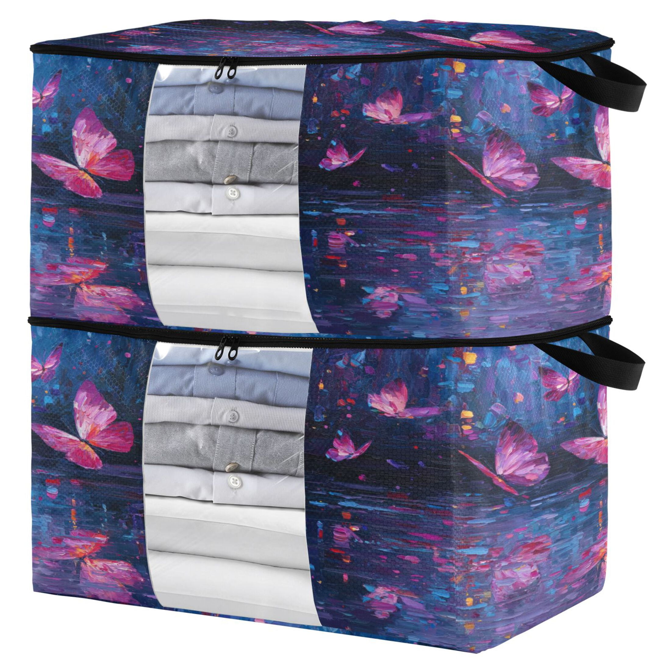 Foldable Clothes Storage Bags Clothes Organizer Bin with Clear Windows ...