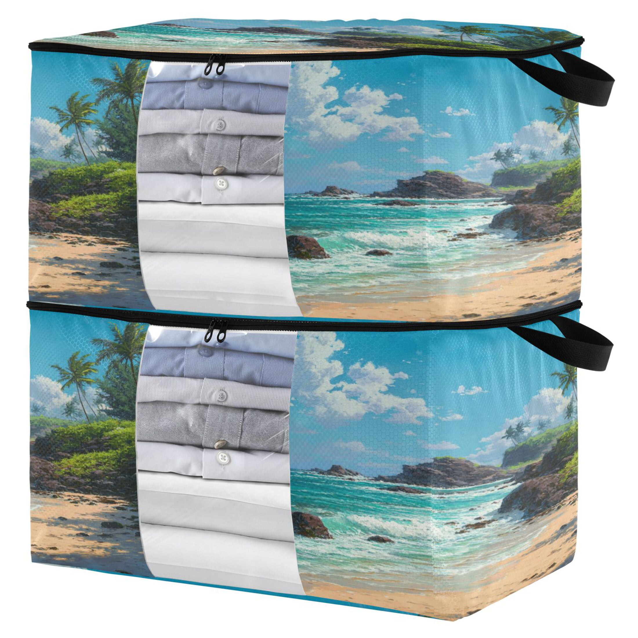 Foldable Clothes Storage Bags Clothes Organizer Bin with Clear Windows ...