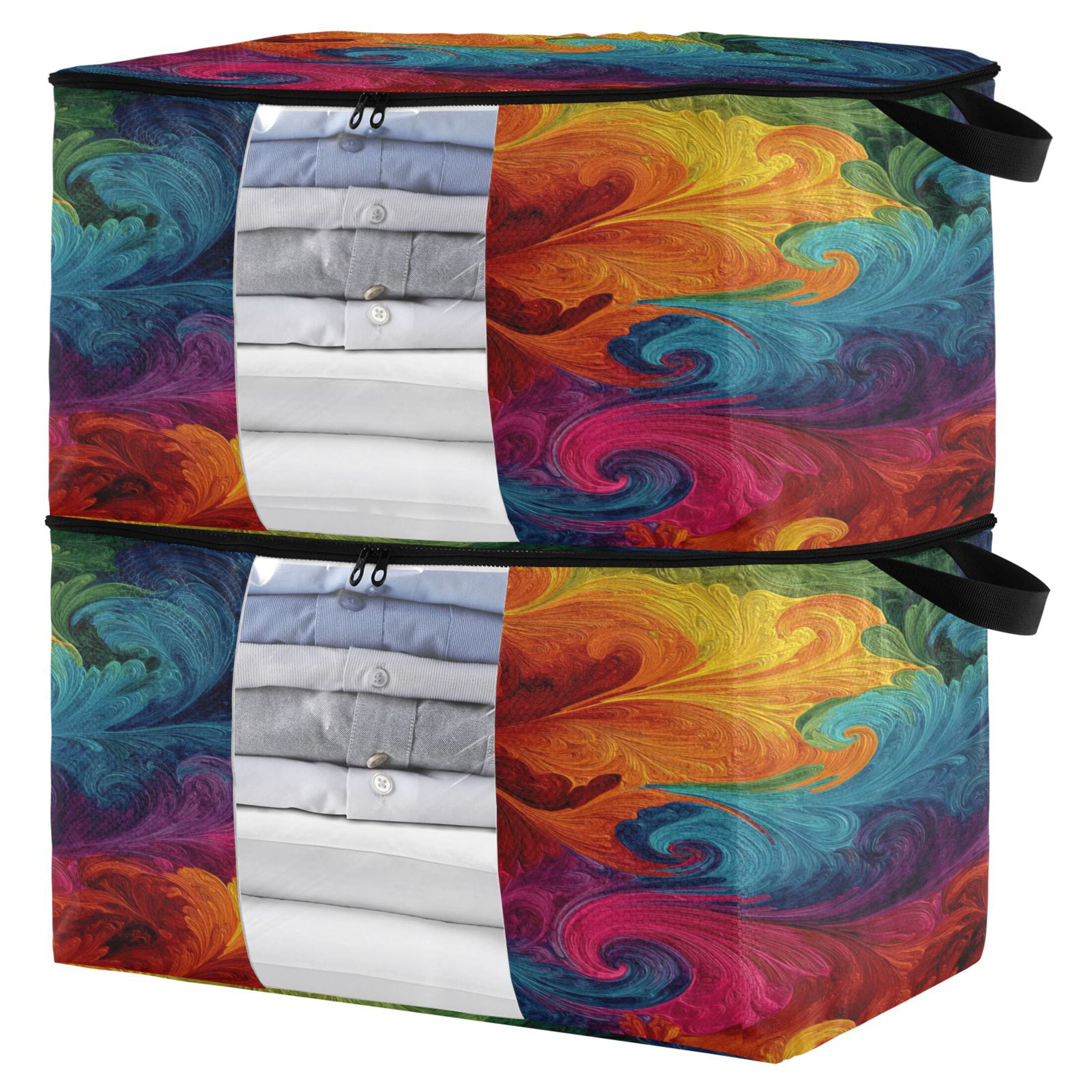 Foldable Clothes Storage Bags Clothes Organizer Bin with Clear Windows ...