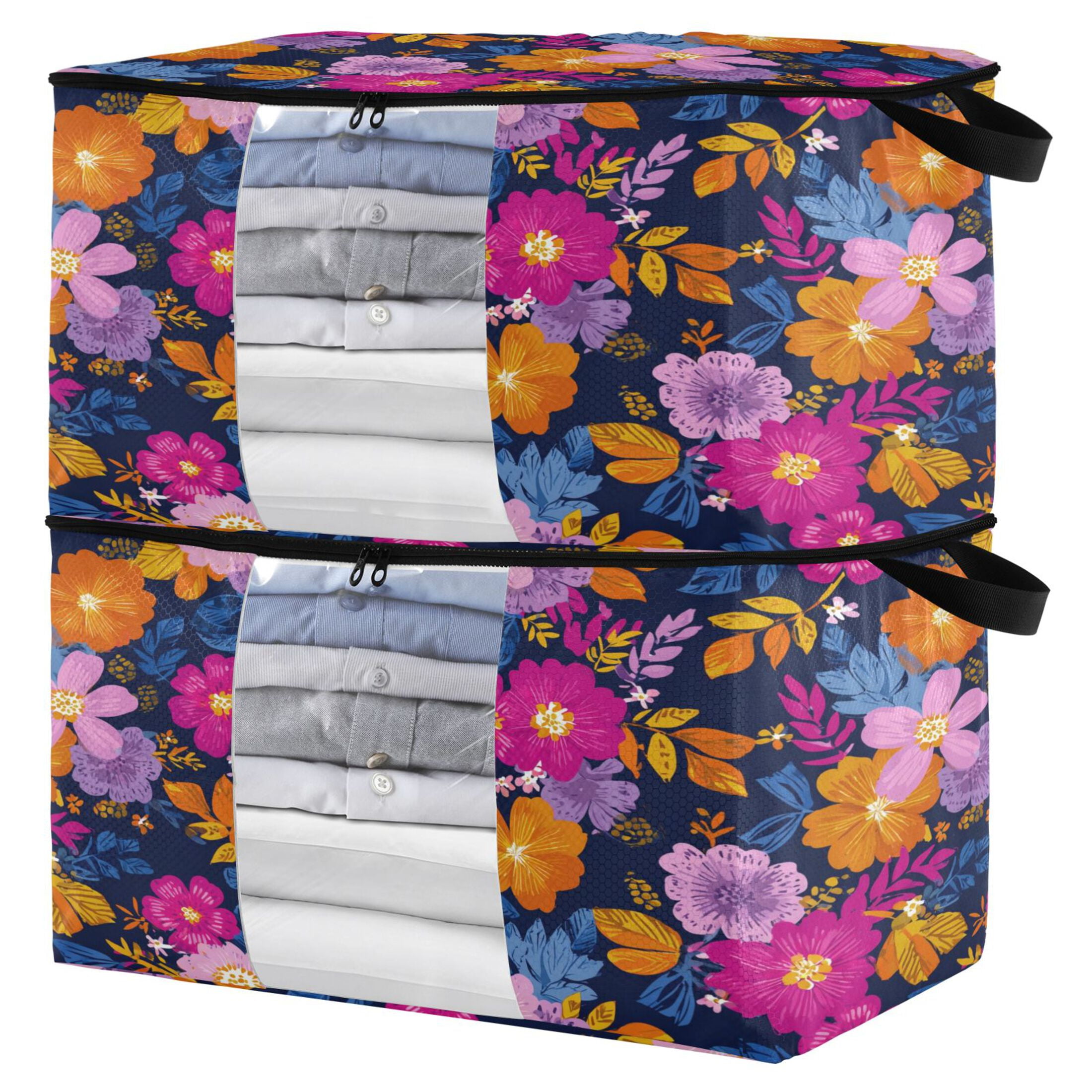 Foldable Clothes Storage Bags Clothes Organizer Bin with Clear Windows ...