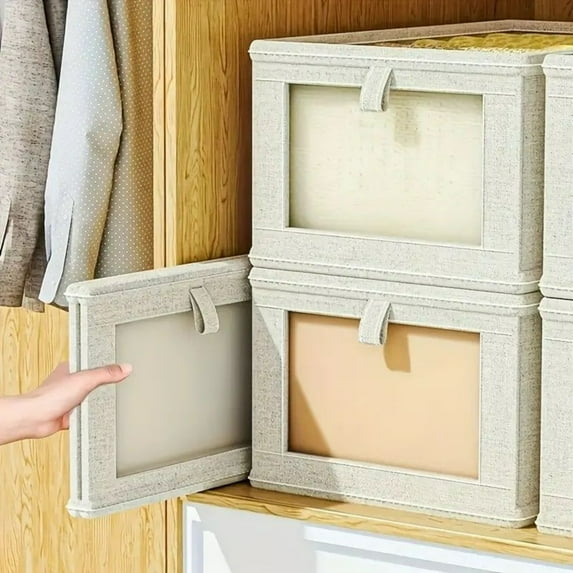 Foldable Clothes Storage Box with Viewing Window Stackable Heavy Duty ...