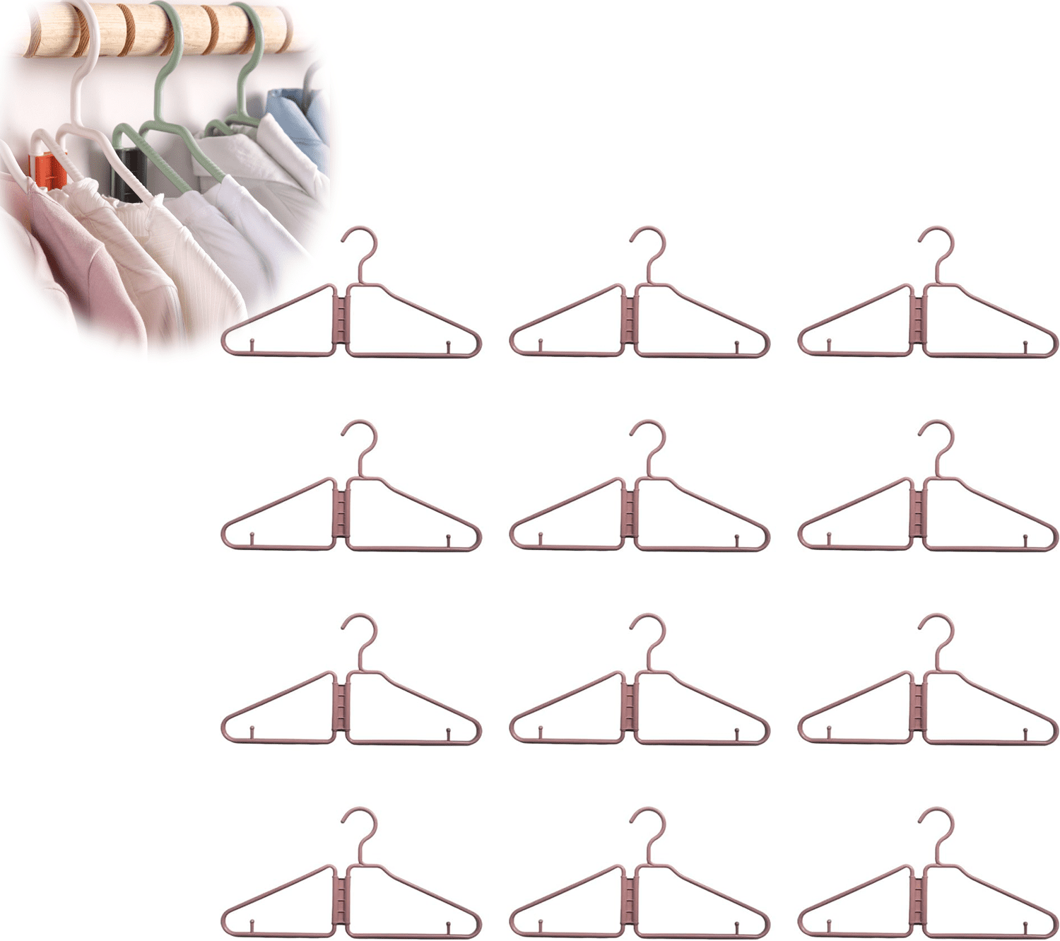 Foldable Coat Hanger, 12 Pack - Portable Travel Hangers, Space Saving ...