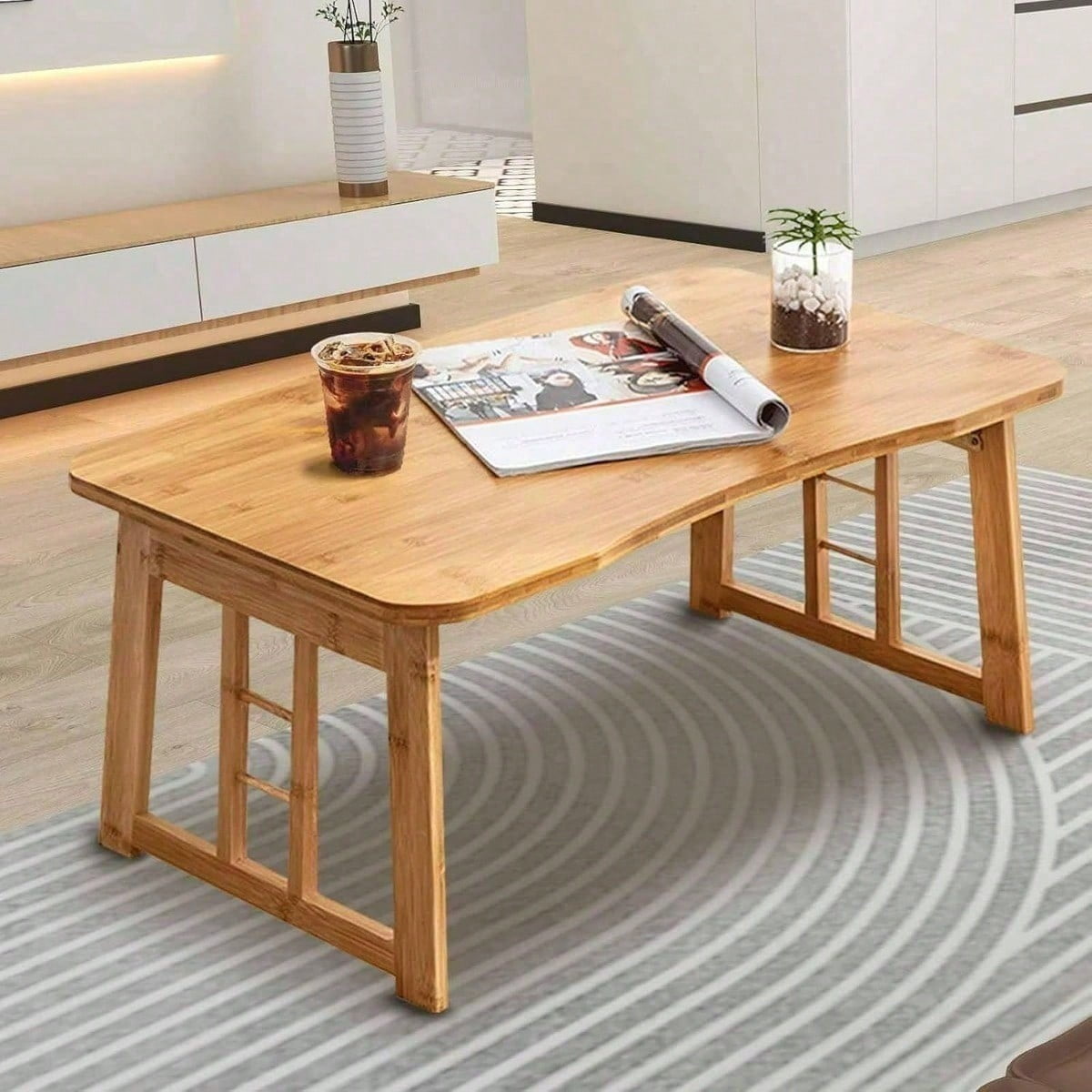 Foldable Coffee Table Folding Legs Small Desk Low Tea Table For Living ...