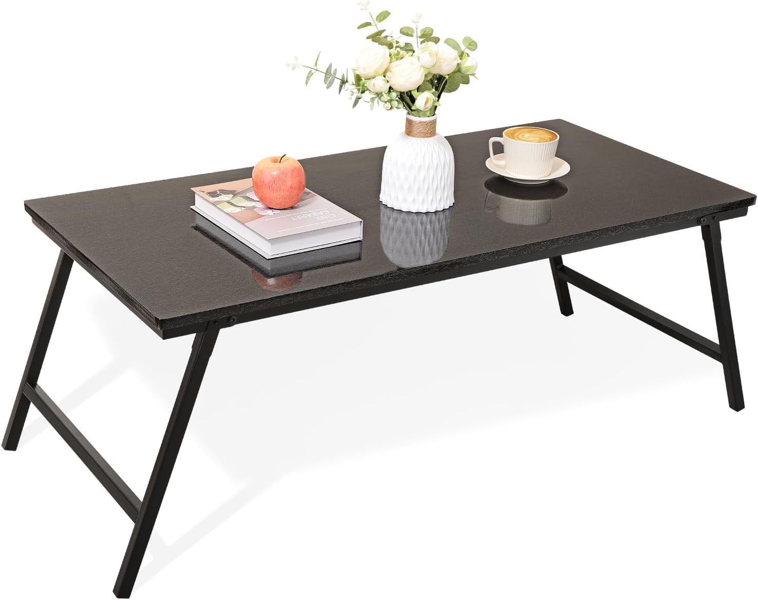 Foldable Coffee Tables for Small Spaces Portable Wooden Low Table with Metal Legs No Assembly ...