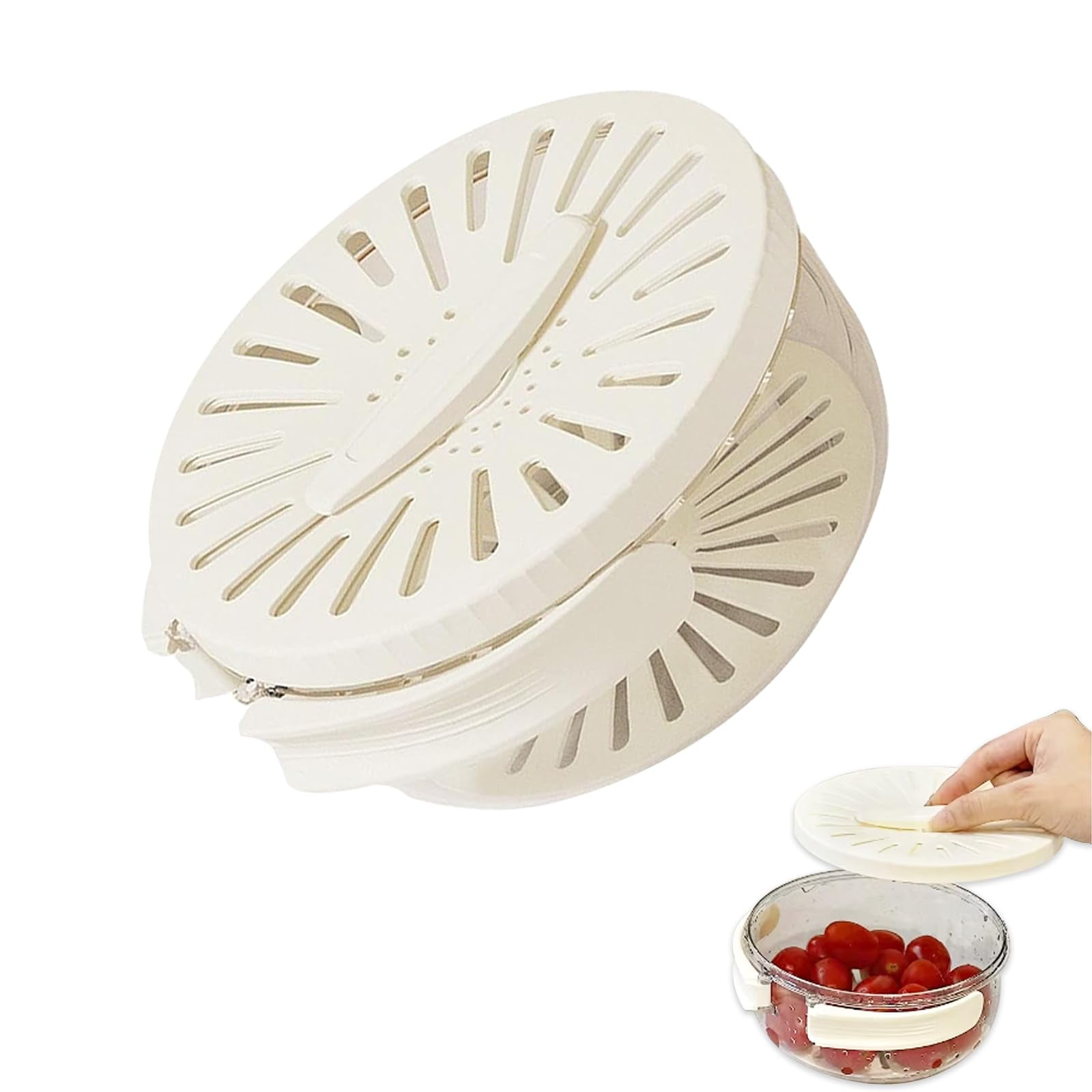 Foldable Colander with Lockable Lid, Multifunctional Strainer Bowl Food ...