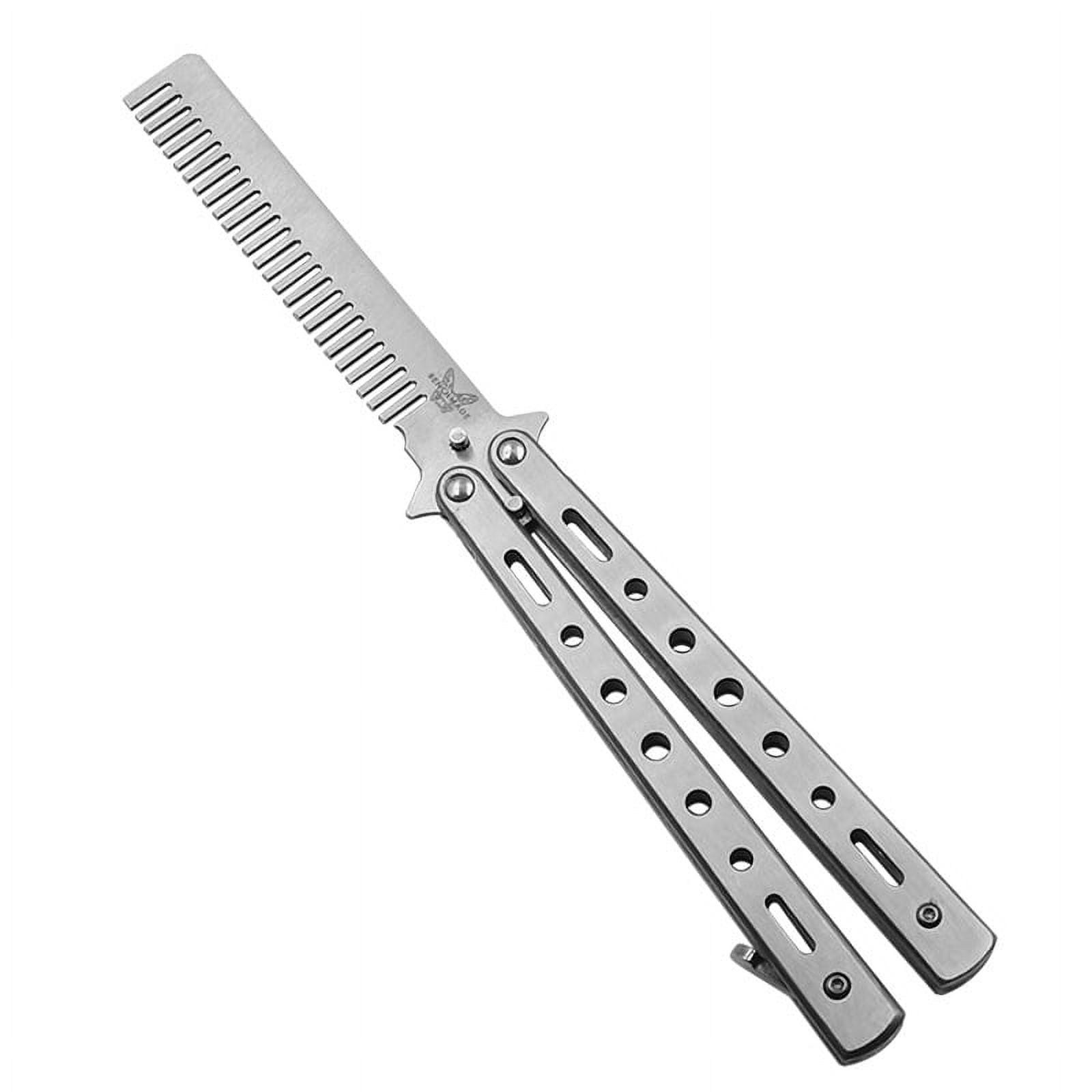 Foldable Comb Stainless Steel Practice Training Butterfly Knife Comb ...