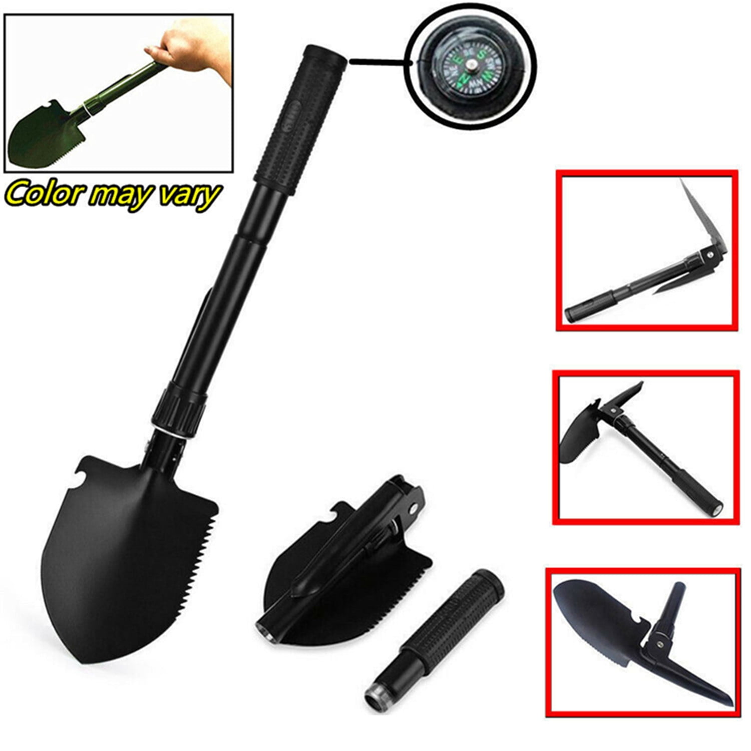 Foldable Compact Camping Shovel, Bottle Opener, Compass, & Saw ...