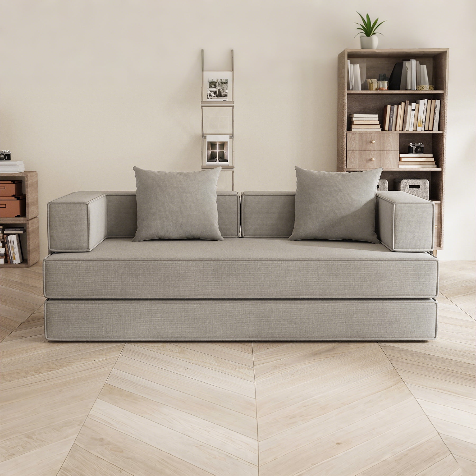 Foldable Compression Sofa - Modern 83" 3 Seat Convertible Sleeping Sofa ...