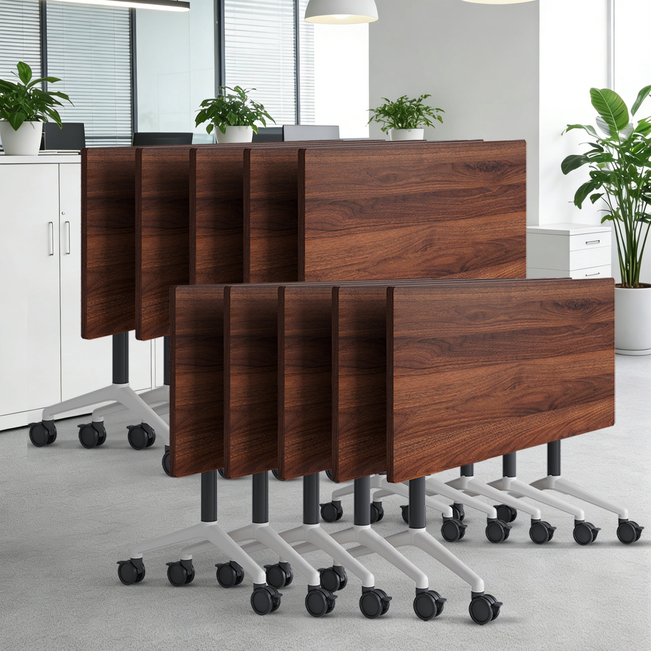 Foldable Conference Table with Wheels 70.9in 10PCS, Modern Mobile ...