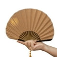 Foldable Cotton Linen Shell Fan with Wood Frame Small hand Fan Cooling ...
