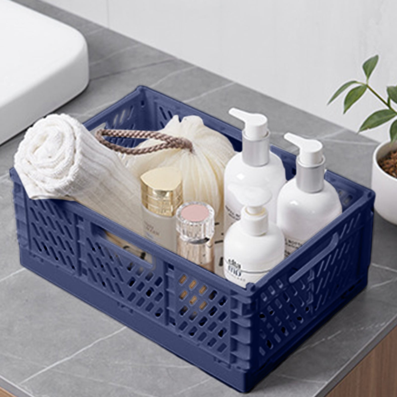 Foldable Crate with Handles,Collapsible Storage Bins Plastic Crates ...