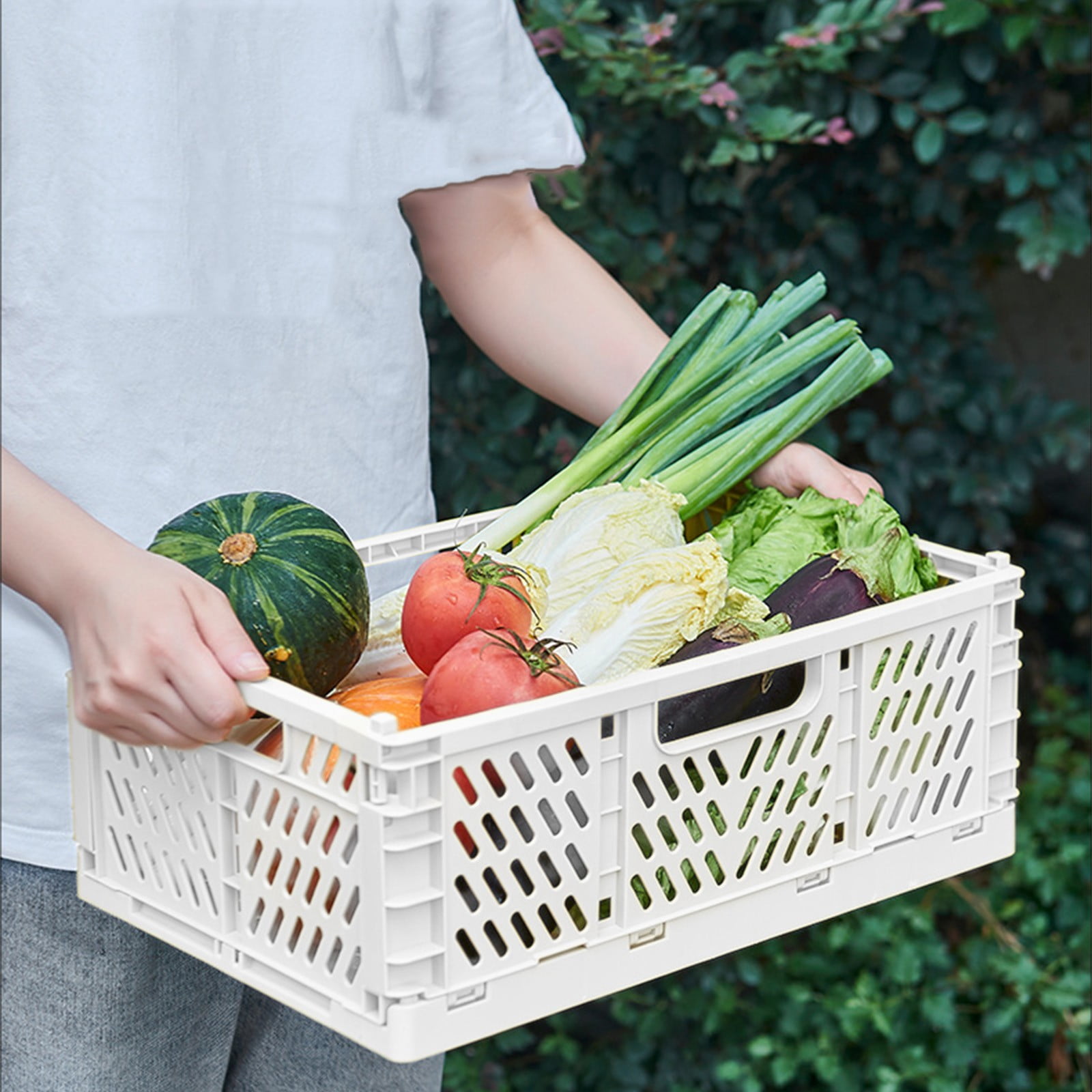 Foldable Crate with Handles,Collapsible Storage Bins Plastic Crates ...