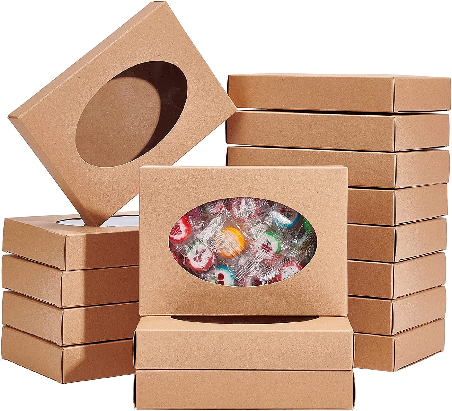 Foldable Creative Kraft Paper Box Gift Box with PVC Window Rectangle ...