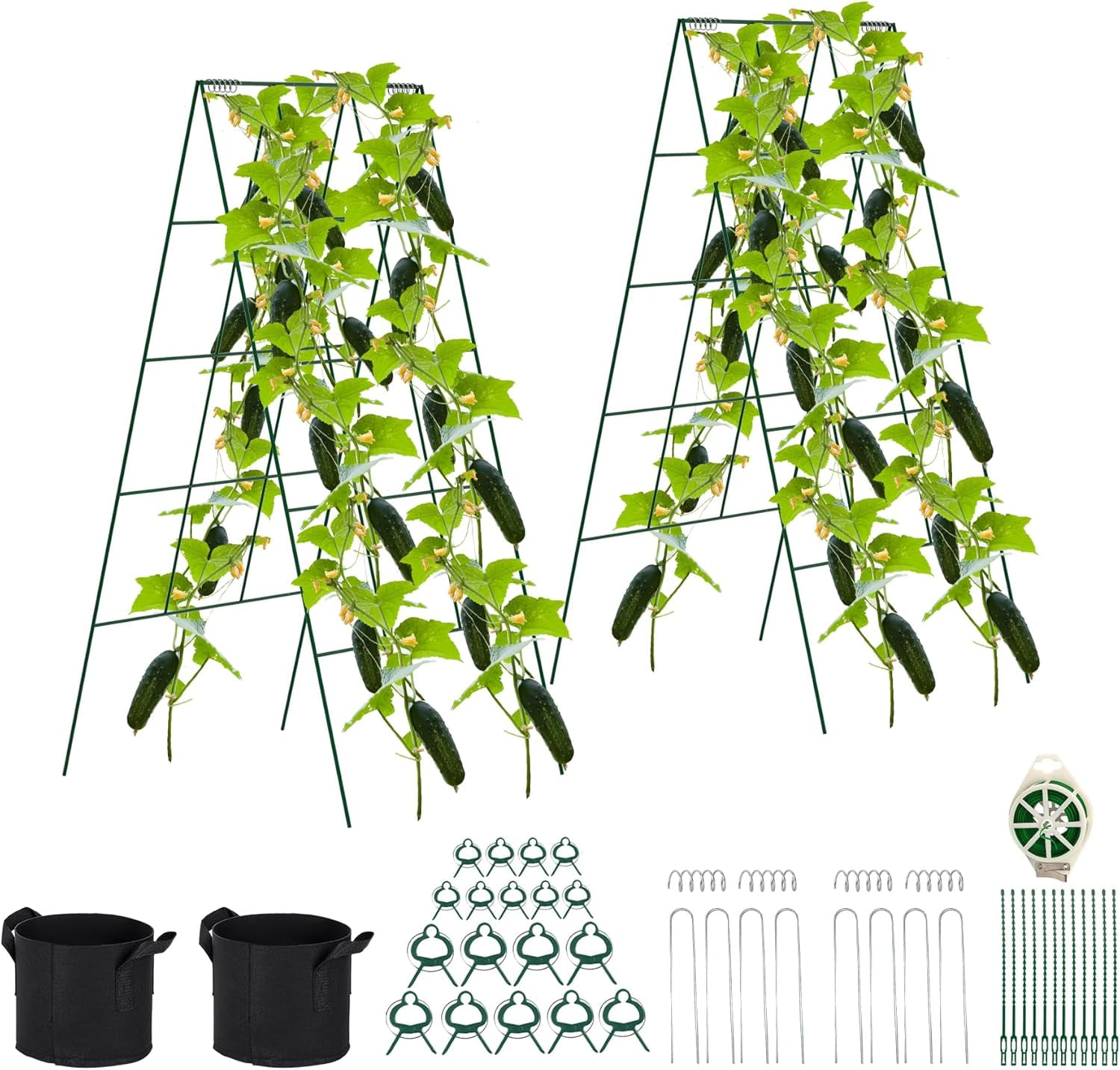Foldable Cucumber Trellis 2 Pack, 46" L X 18" W A-Frame Garden Trellis ...