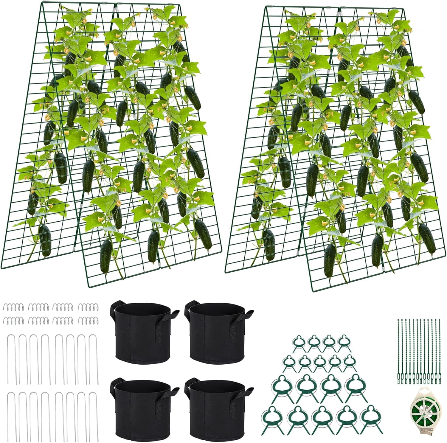 Foldable Cucumber Trellis 2 Pack, 48" L x 34" W A-Frame Trellis ...