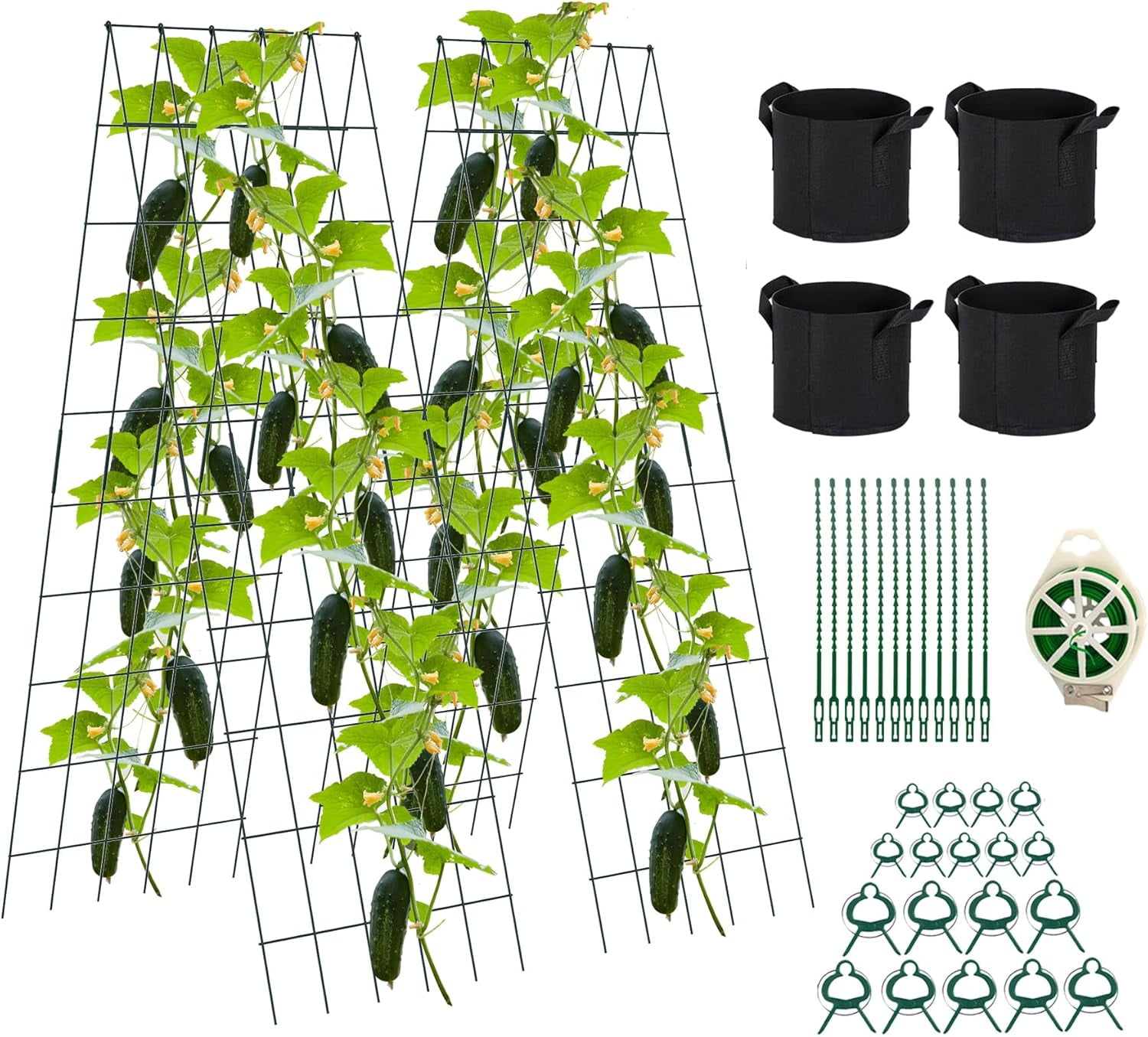 Foldable Cucumber Trellis 64" H x 20" W - 2 Pack, A-Frame Cucumber ...