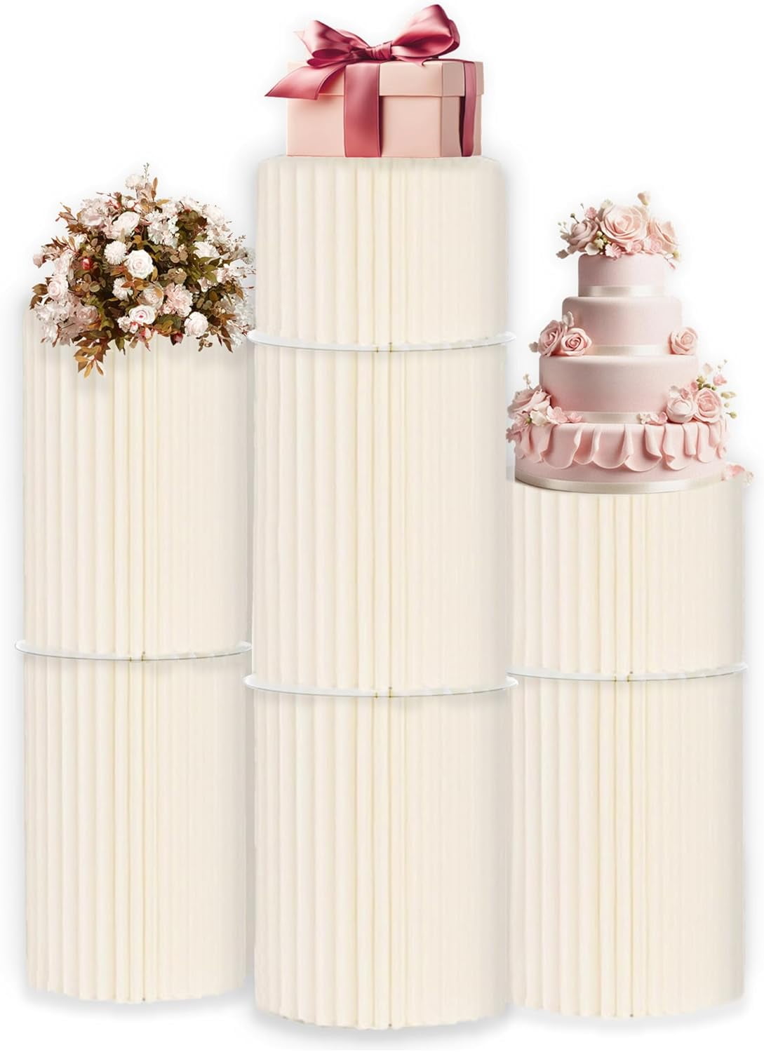 Foldable Cylinder Pedestal Stand for Parties 7pcs Columns Pedestal ...