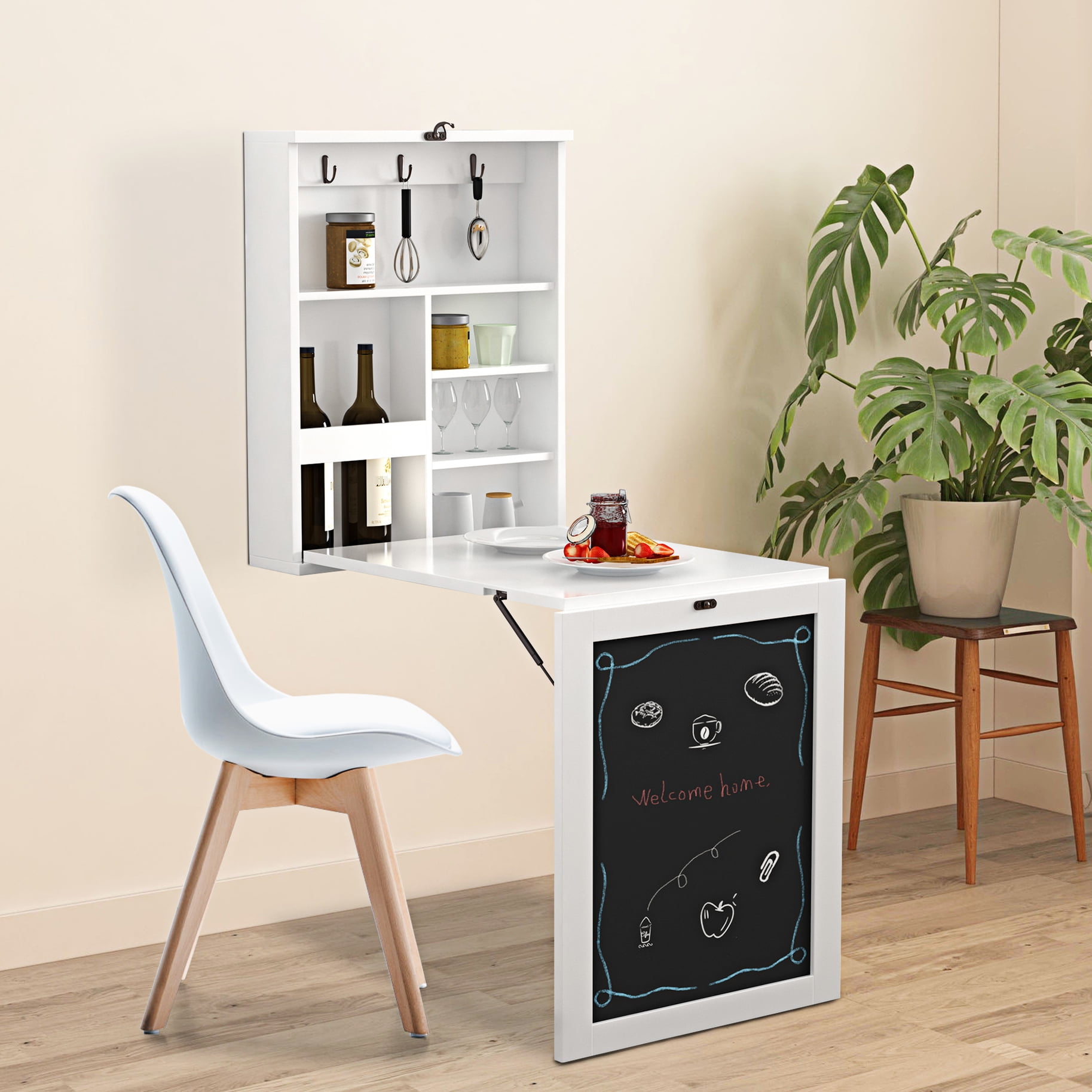 Foldable Desk With Blackboard And Storage Shelves - Functional Table ...