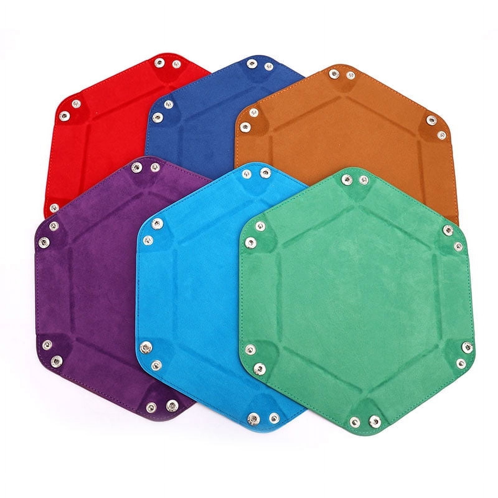 Foldable Dice Tray Box PU Leather Folding Hexagon Coin Square Tray Dice ...