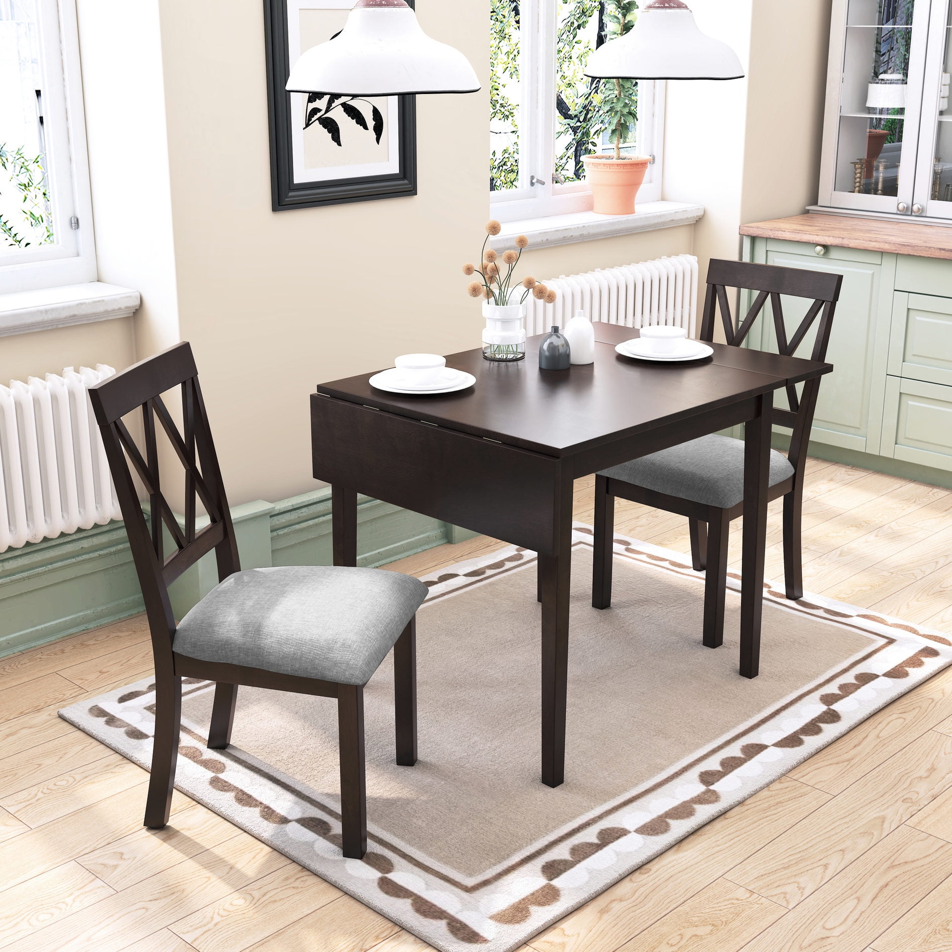 Foldable Dining Set with Drop Leaf Design+Multifunctional Use”-“Family ...