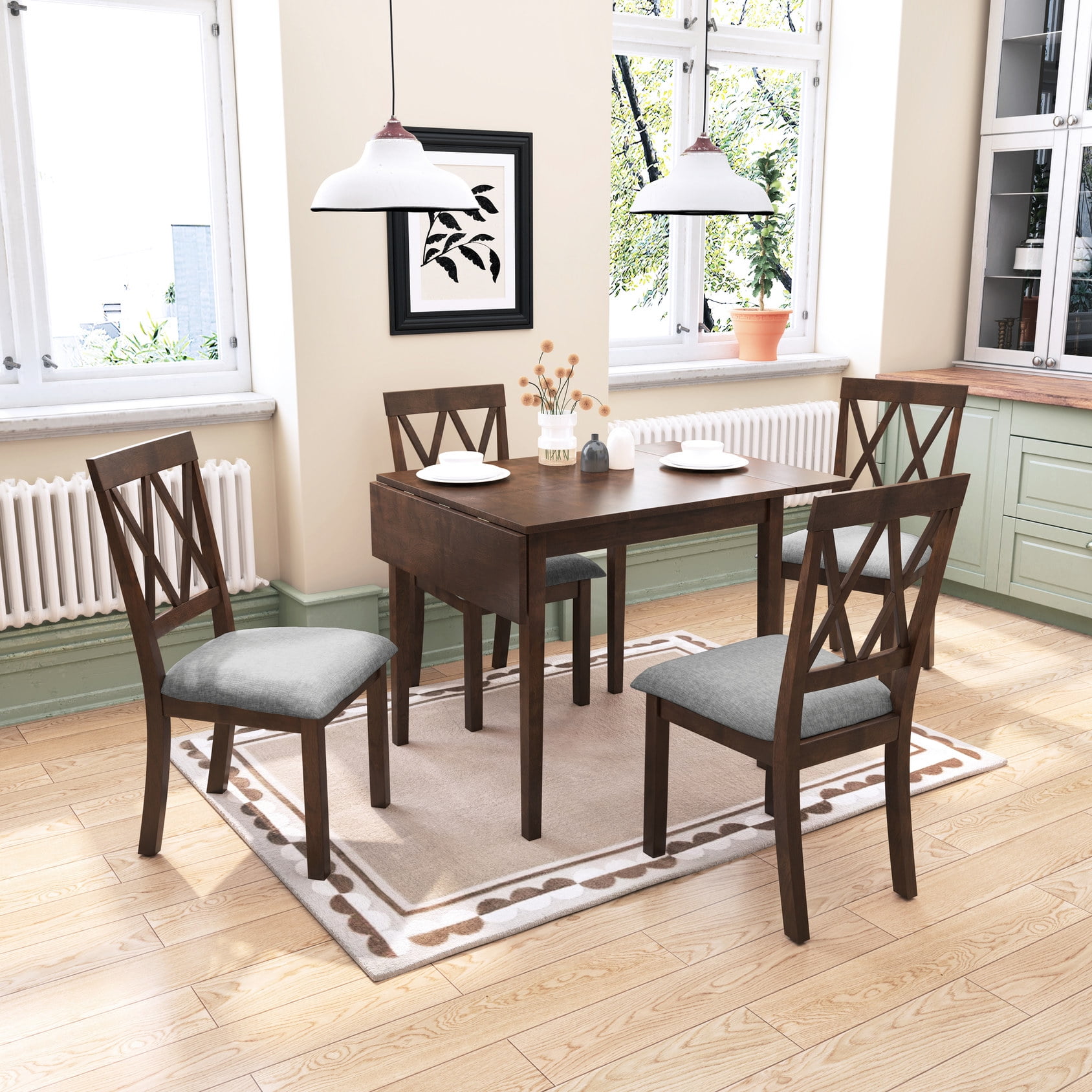 Foldable Dining Table with Ergonomic Chairs / Promote Standard Sitting ...