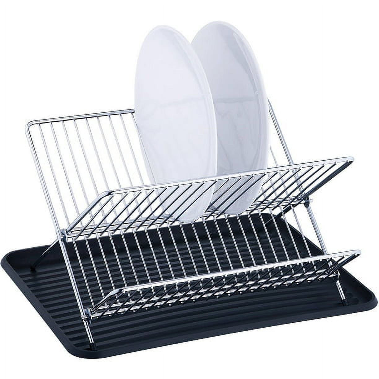 Walmart 2 Tier Stainless Steel Foldable Dish Rack with Drain Set for ...