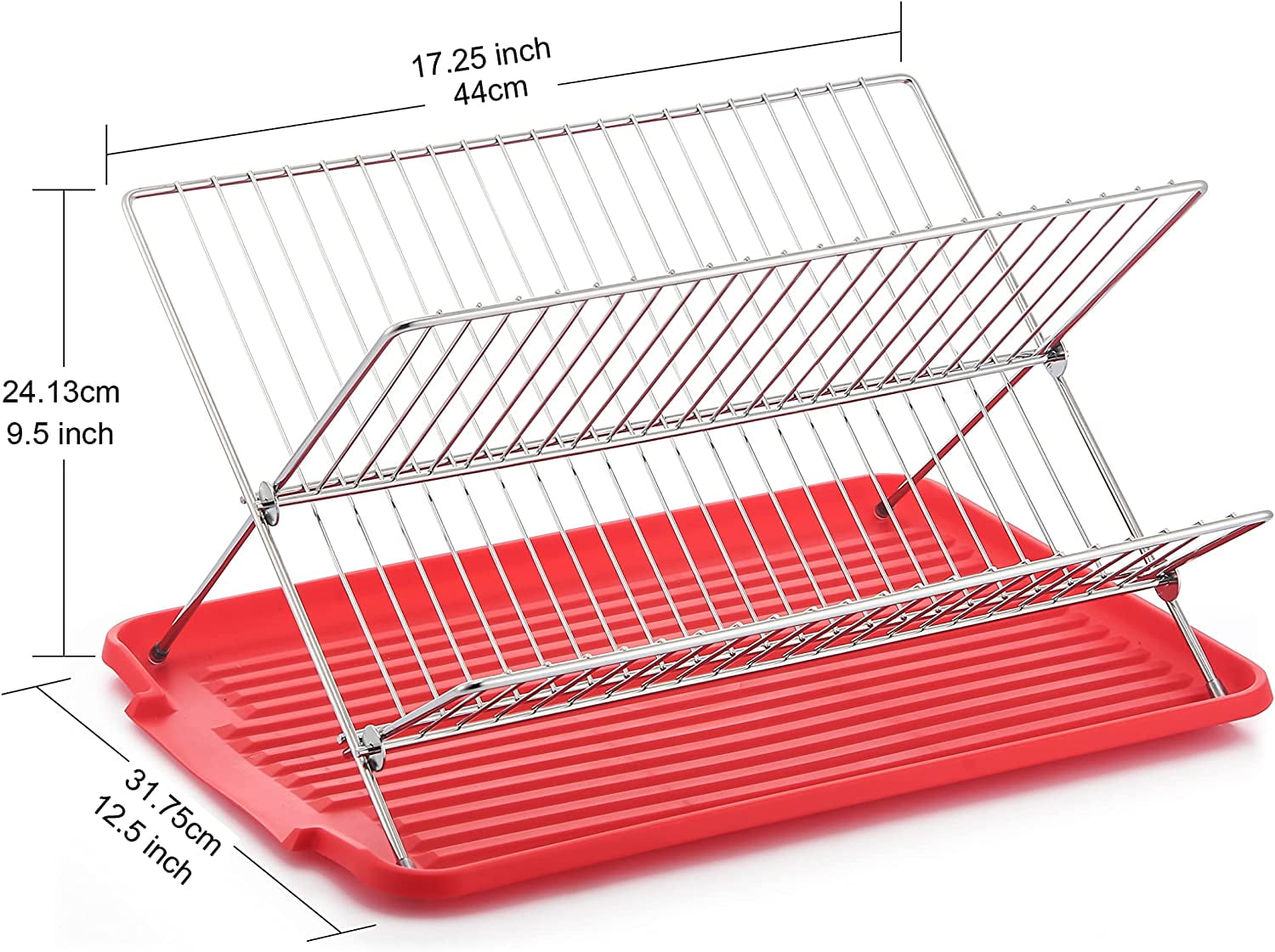 Foldable Dish Drying Rack wih Drainboard, Sainless Seel 2 ier Dish ...