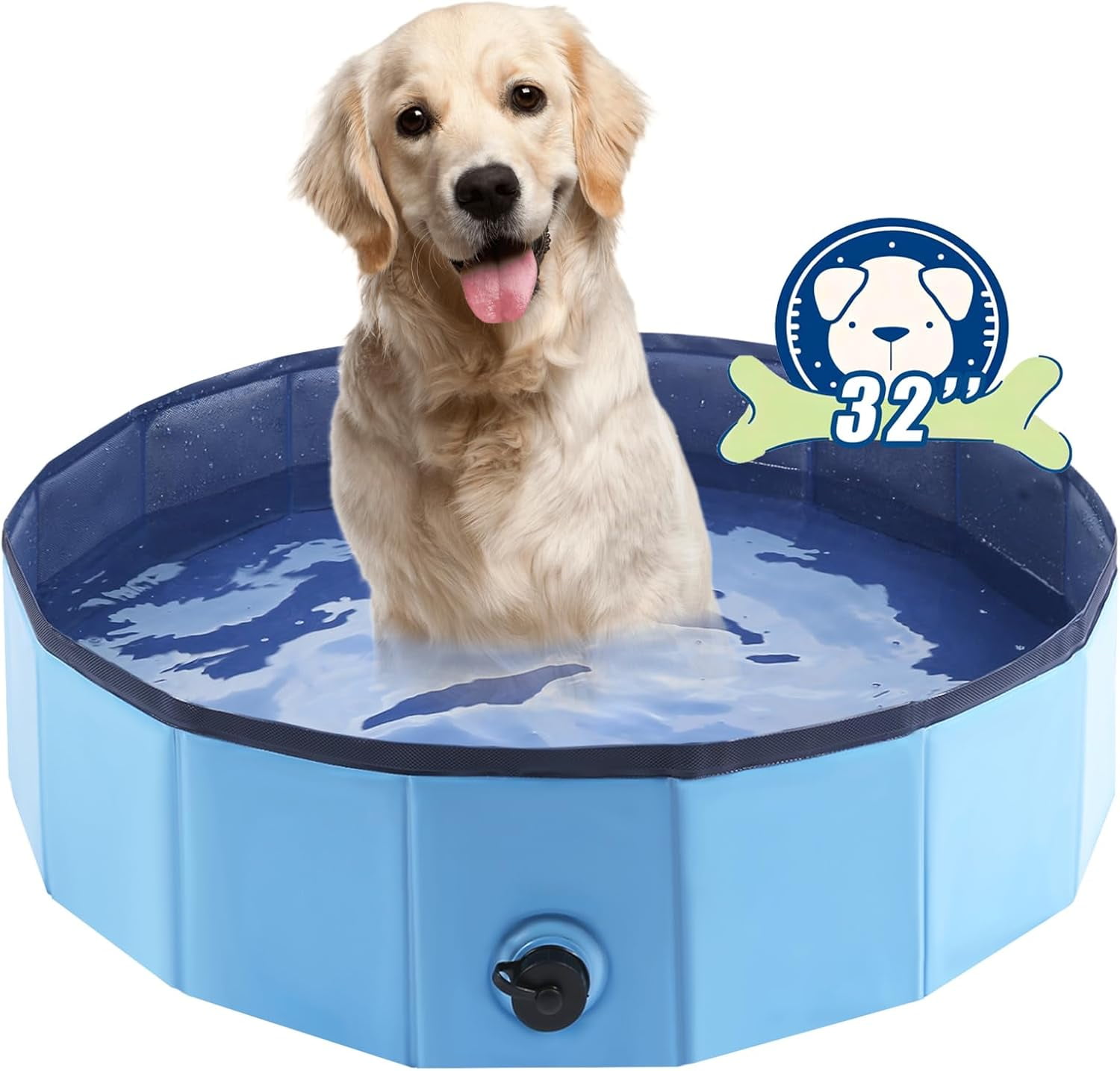 Foldable Dog Bath Swimming Pool 63'' Plastic Kiddie Pool Professional ...