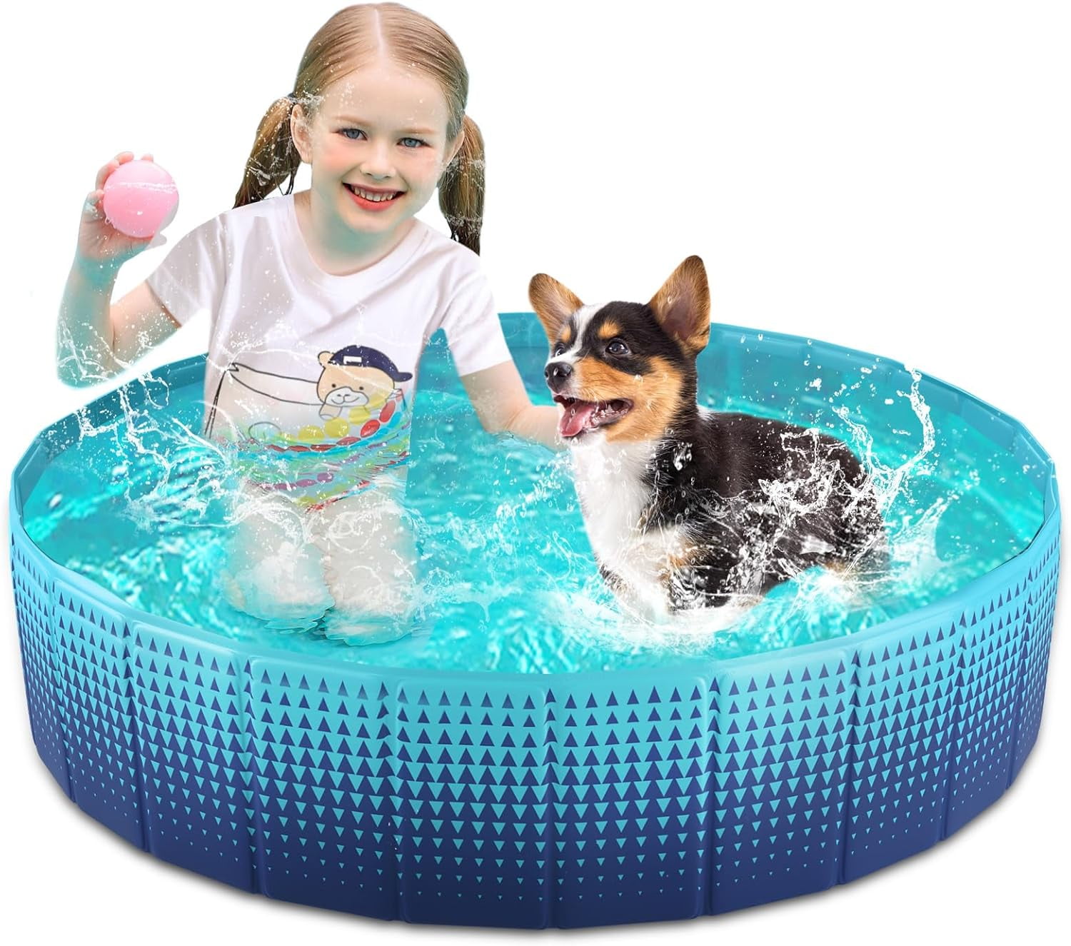 Foldable Dog Kiddie Pool - Hard Plastic Kids Paddling Pool Toddler Baby ...