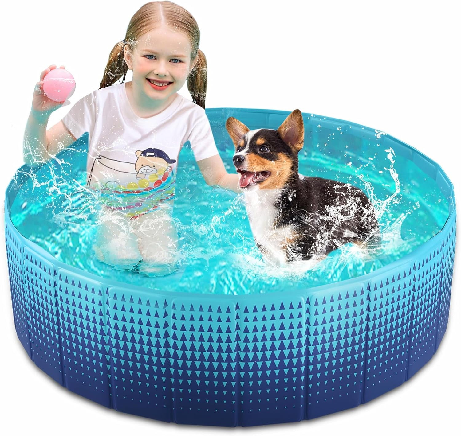 Foldable Dog Kiddie Pool - Hard Plastic Kids Paddling Pool Toddler Baby ...