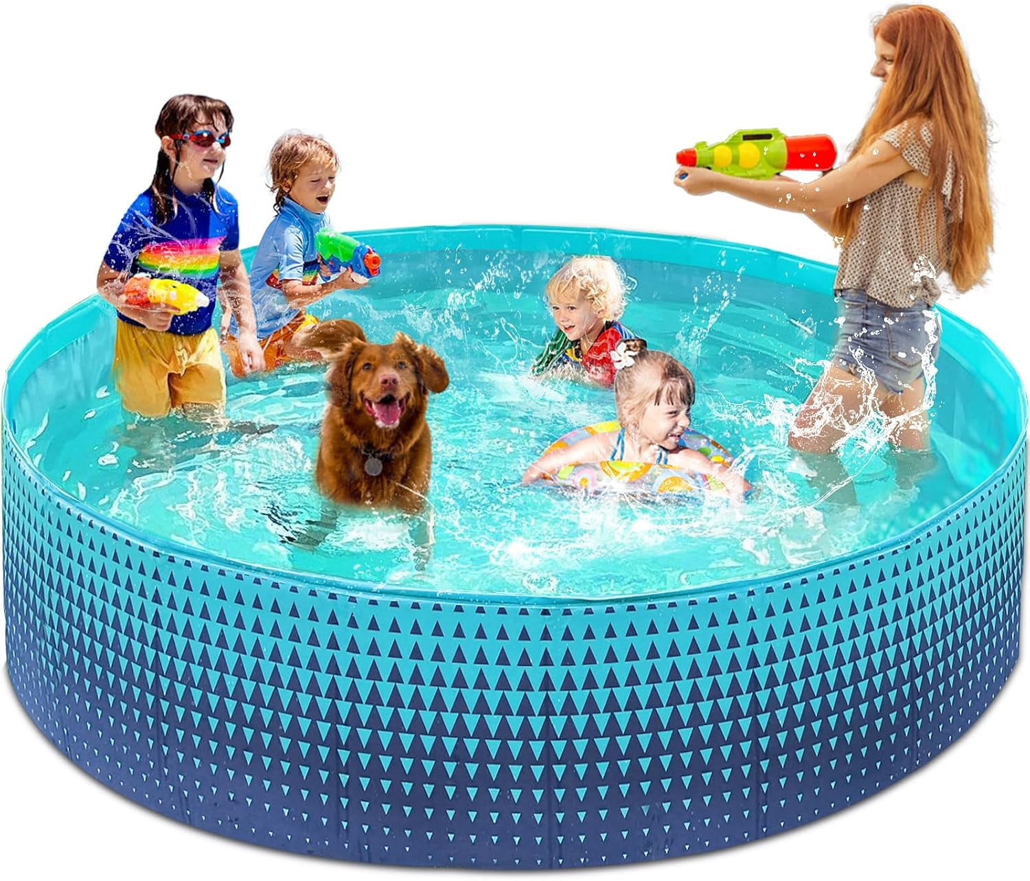 Foldable Dog Kiddie Pool - Hard Plastic Kids Paddling Pool Toddler Baby ...