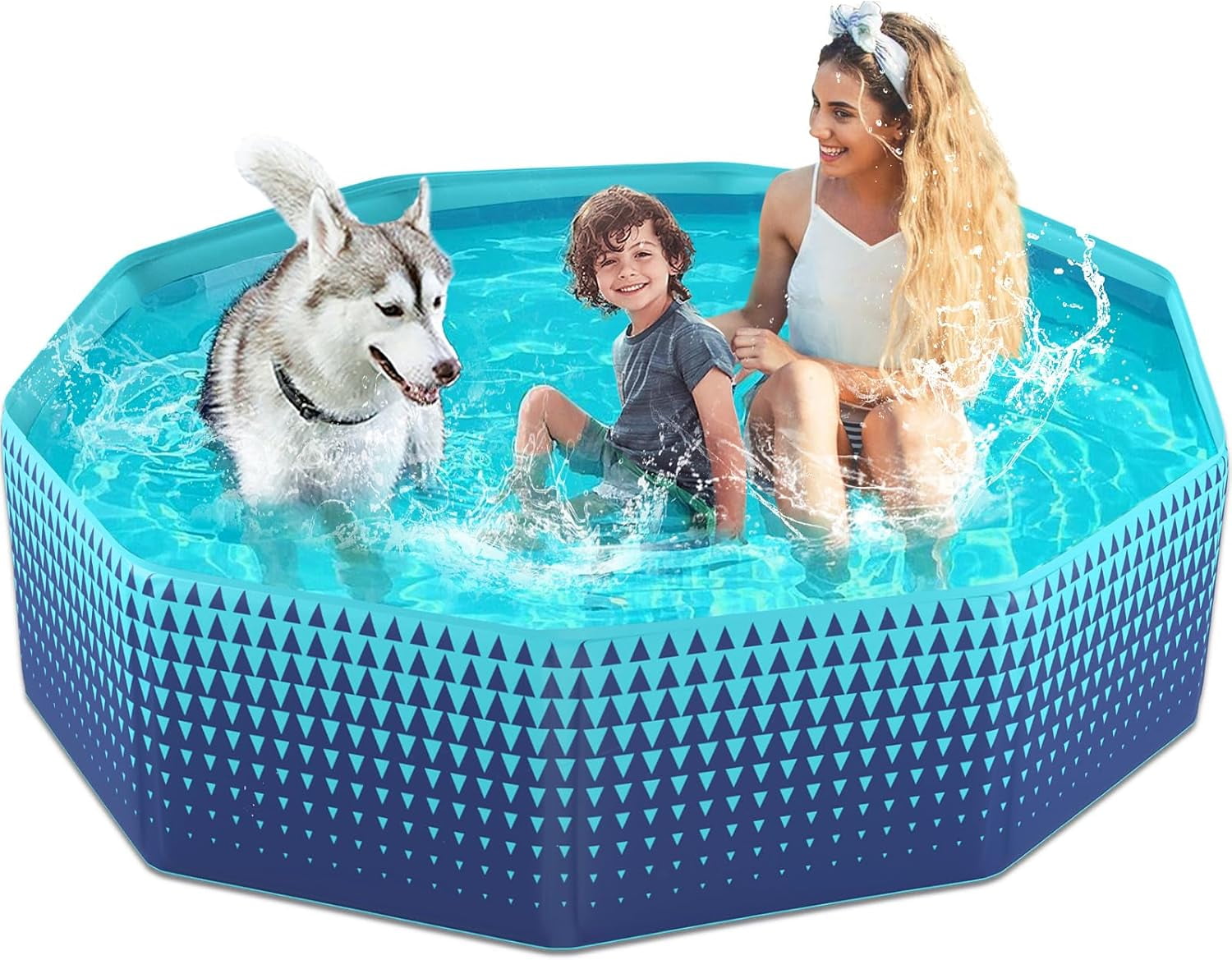 Foldable Dog Kiddie Pool - Hard Plastic Kids Paddling Pool Toddler Baby ...