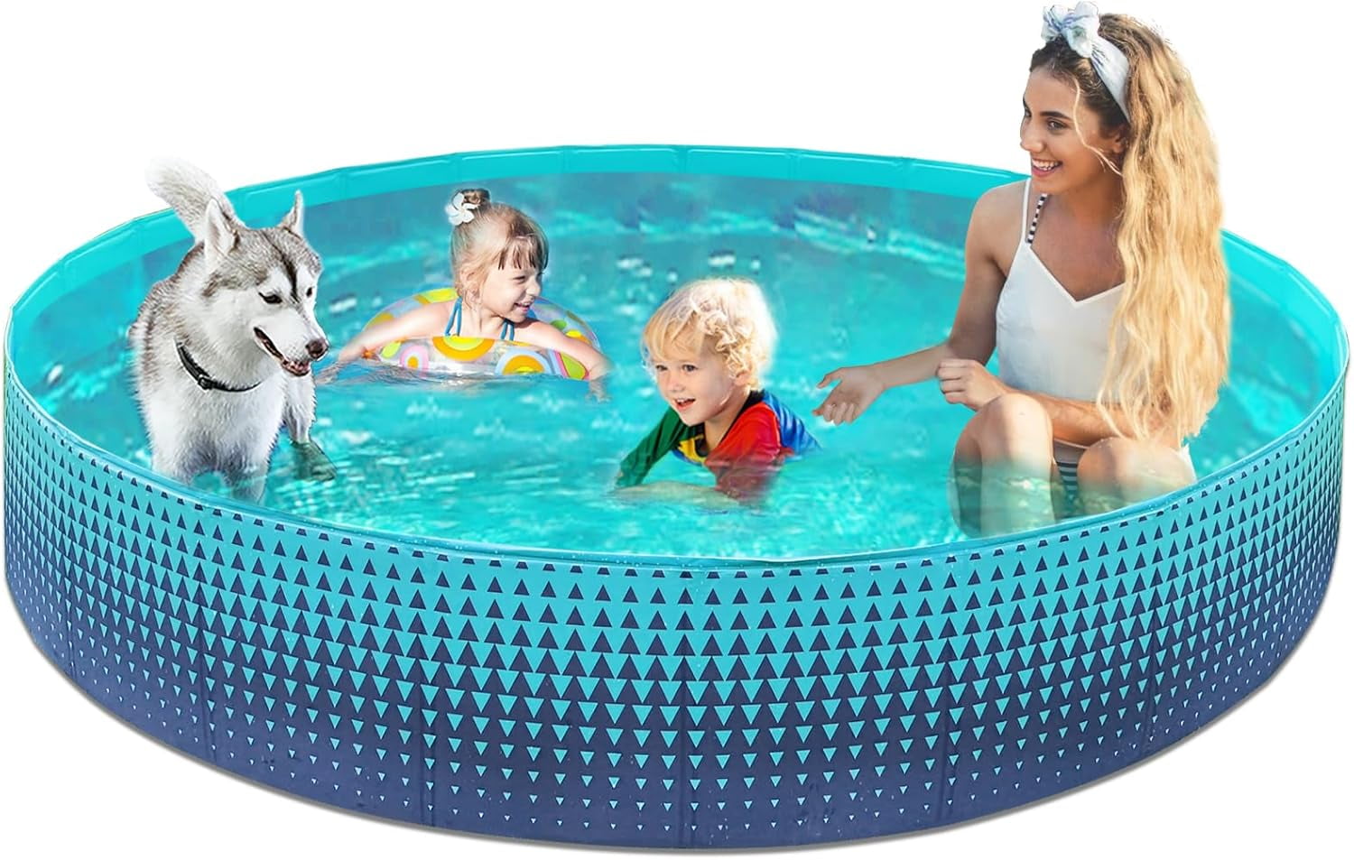 Foldable Dog Kiddie Pool - Hard Plastic Kids Paddling Pool Toddler ...