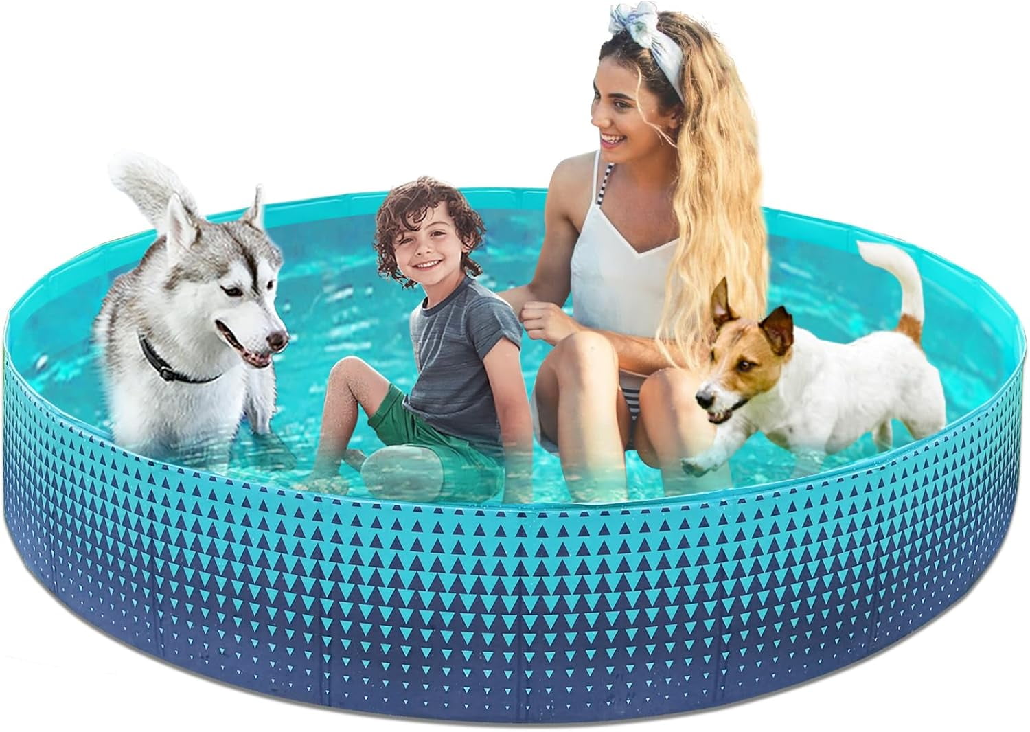 Foldable Dog Kiddie Pool - Hard Plastic Kids Paddling Pool Toddler ...