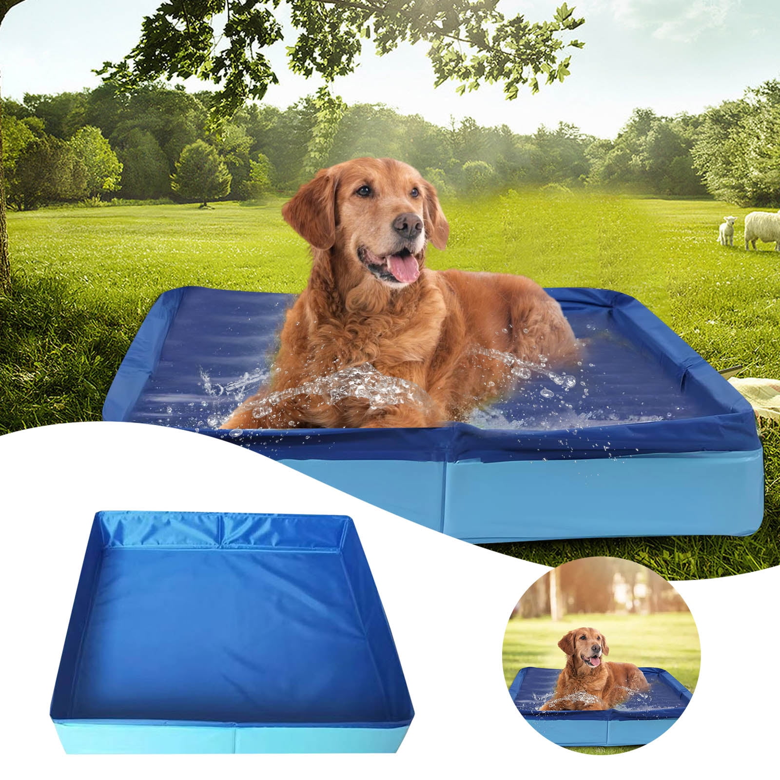 Foldable Dog Paddling Pool, Square Dog Paddling Pool, Foldable Dog ...