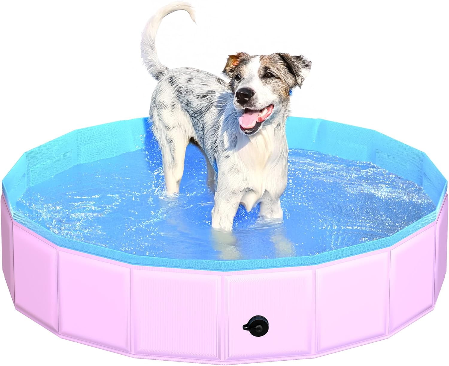 Foldable Dog Pool, 39.5" x 12" Kiddie Pool with Hard Plastic, Non-Slip ...