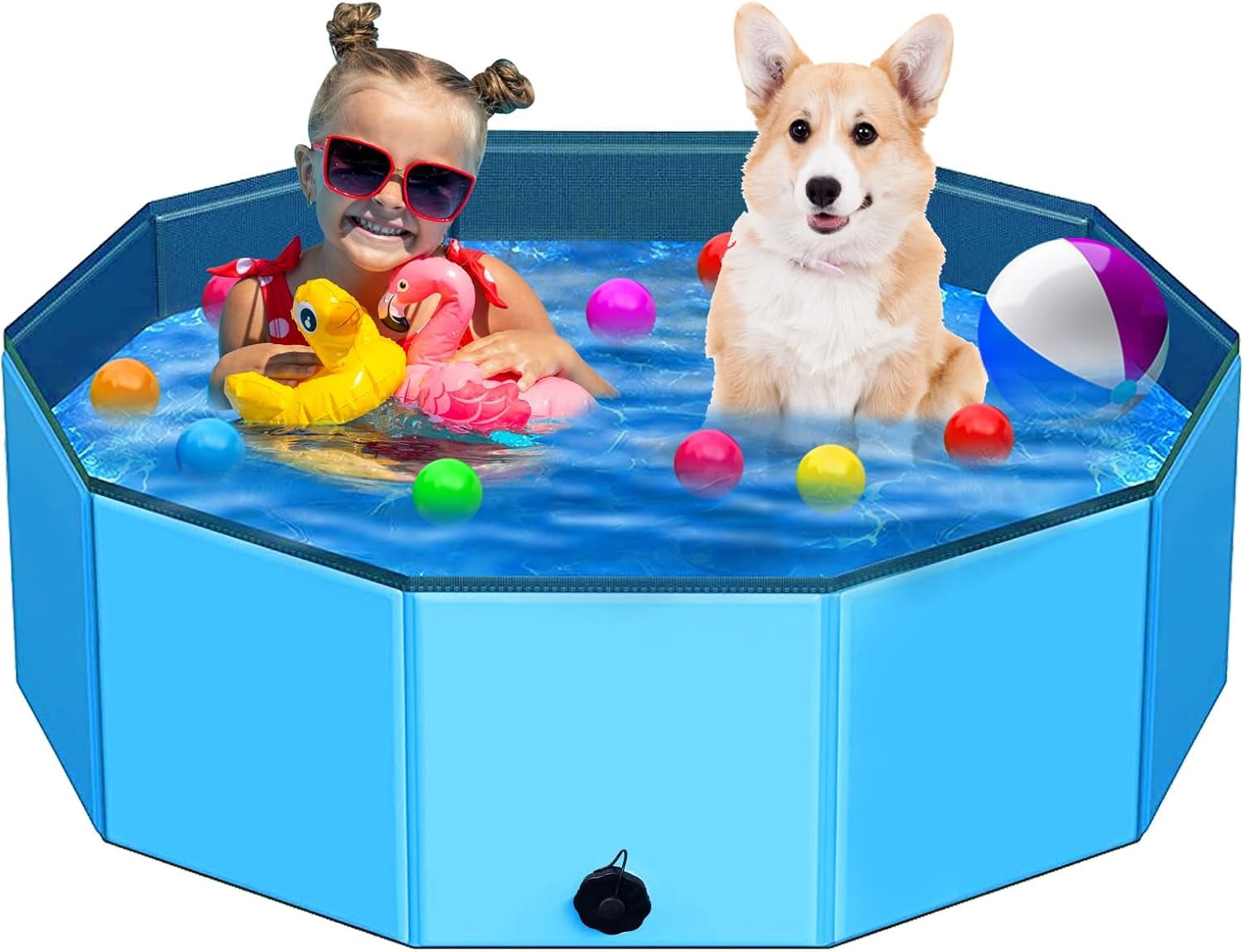 Foldable Dog Pool - 48" x 12" Anti-Slip Portable Dog Swimming Pool ...