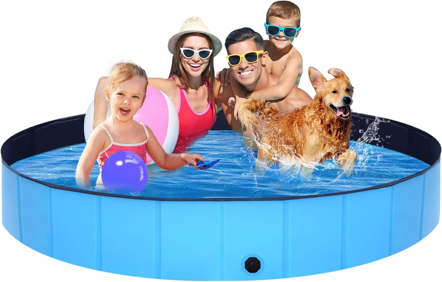 Foldable Dog Pool - 79" x 12" Anti-Slip Portable Dog Swimming Pool ...