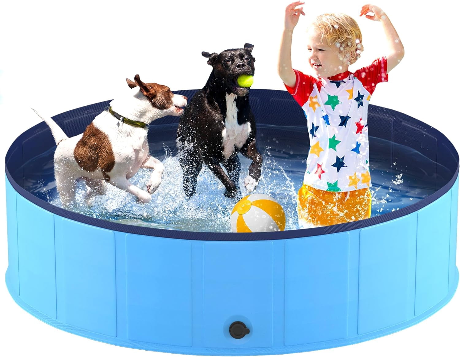 Foldable Dog Pool, Collapsible Hard Plastic Dog Swimming Pool, Portable ...