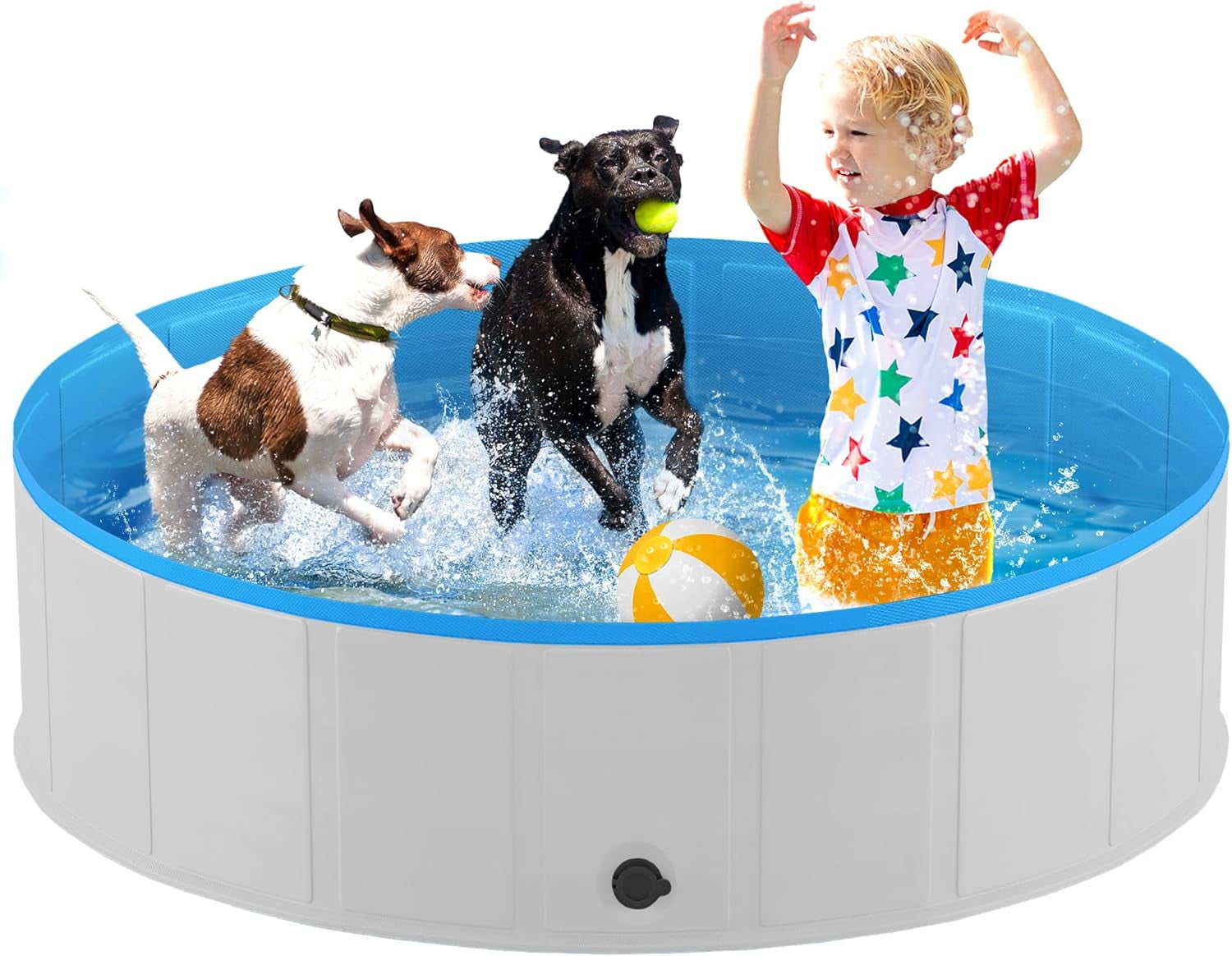 Foldable Dog Pool, Collapsible Hard Plastic Dog Swimming Pool, Portable ...
