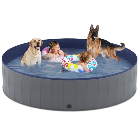 Foldable Dog Pool, Collapsible Plastic Bath Tub, Pet Wading Pool ...