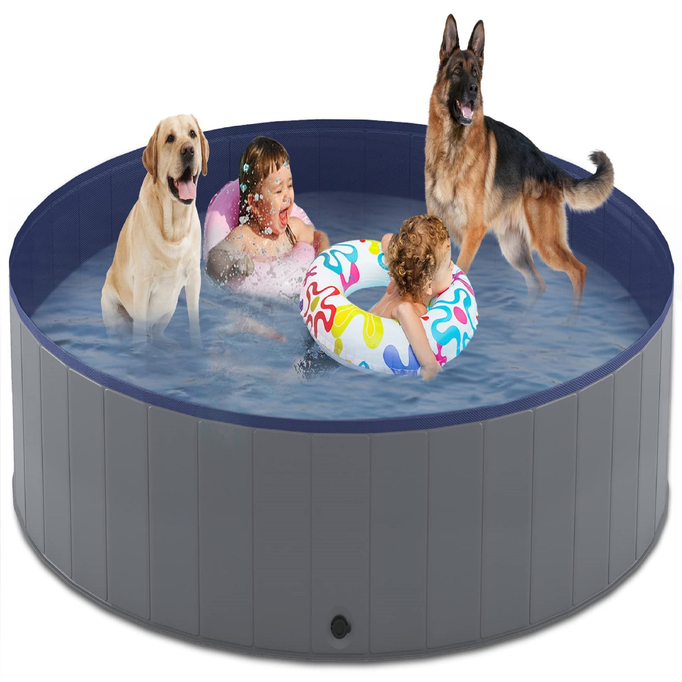Foldable Dog Pool, Collapsible Plastic Bath Tub, Pet Wading Pool ...