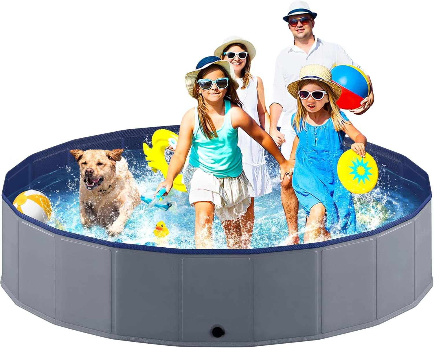 Foldable Dog Pool, Collapsible Hard Plastic Dog Swimming Pool, Portable ...