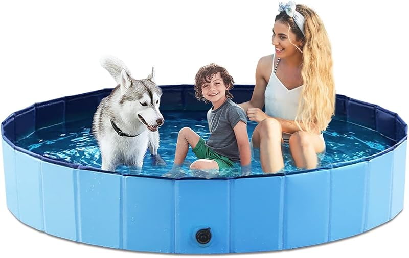 Foldable Dog Pool Collapsible Hard Plastic Dog Swimming Pool Portable ...