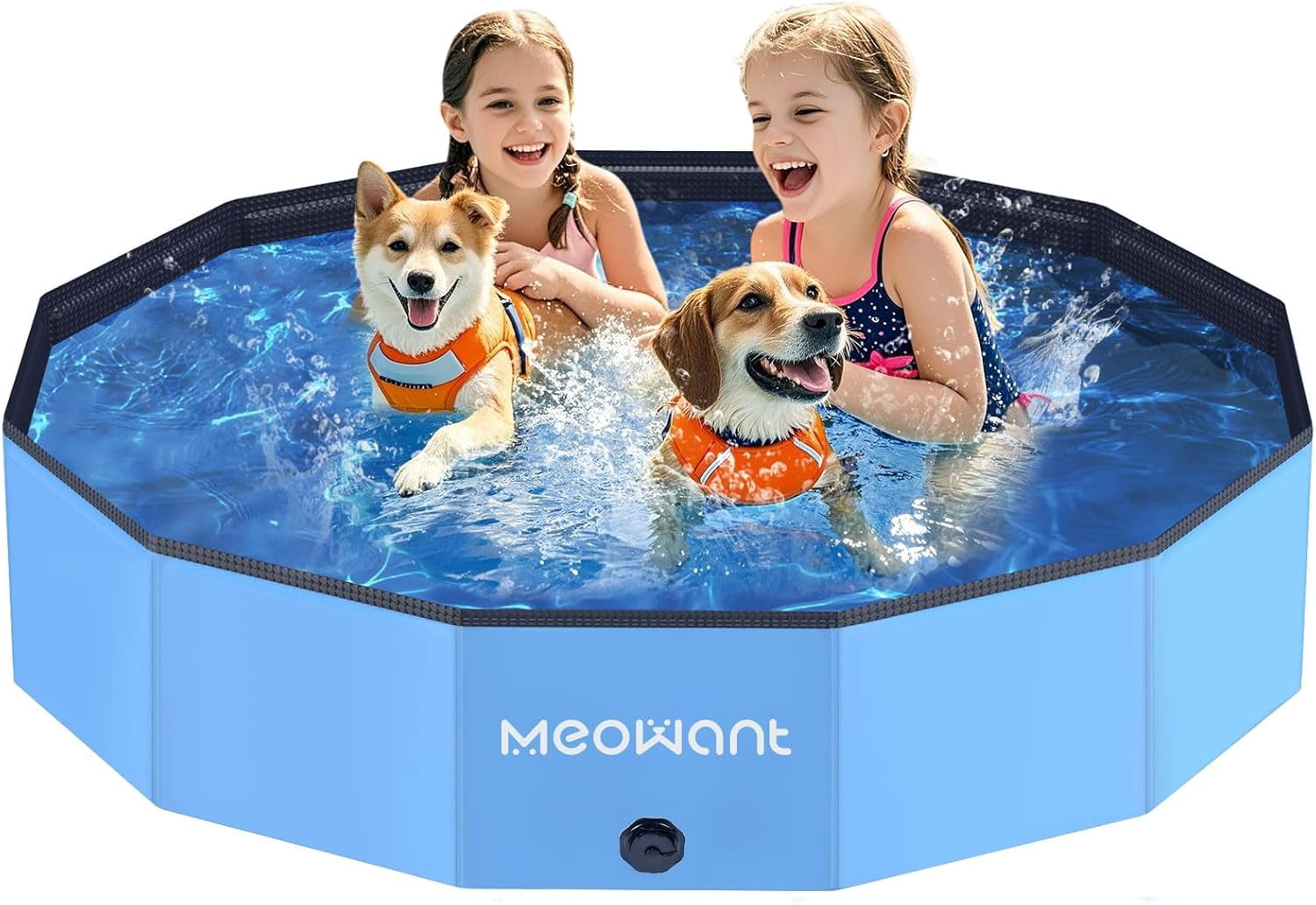 Foldable Dog Pool, Hard Plastic Dog Swimming Pools for Large Dogs ...