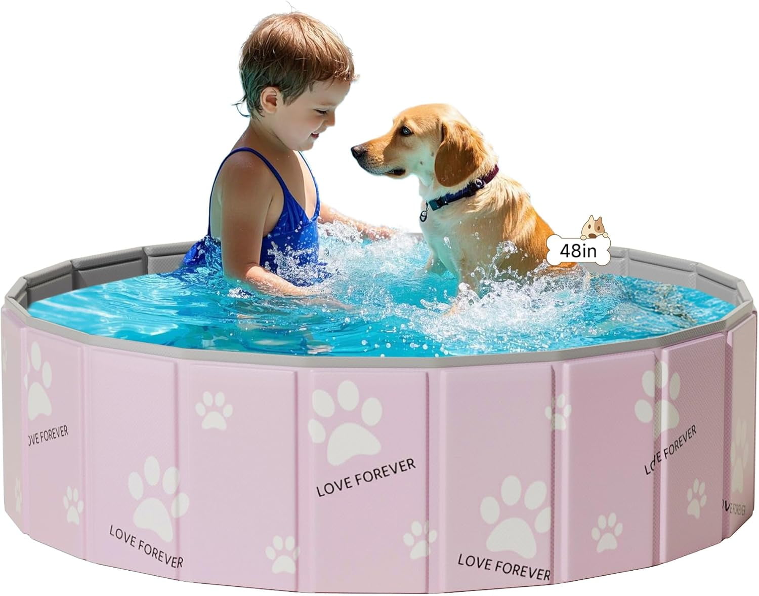 Foldable Dog Pool,Hard Plastic Kiddie Pool for Kids,Dogs Bathtub for ...