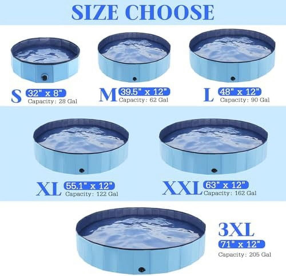 Foldable Dog Pool, Portable Pet Bath Tub and Kiddie Swimming Pool ...