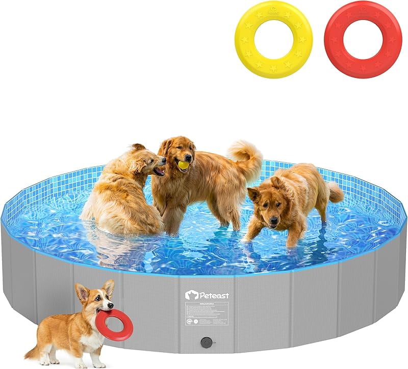 Foldable Dog Pool with Sturdy Round Design, Extra Large Portable Pet ...