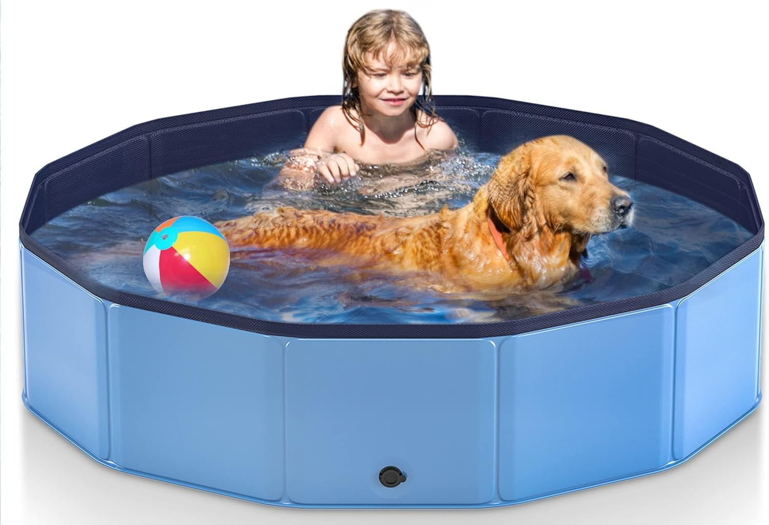 Foldable Dog Pool for Large Dogs, Portable Hard Plastic PVC Dog Bathing ...